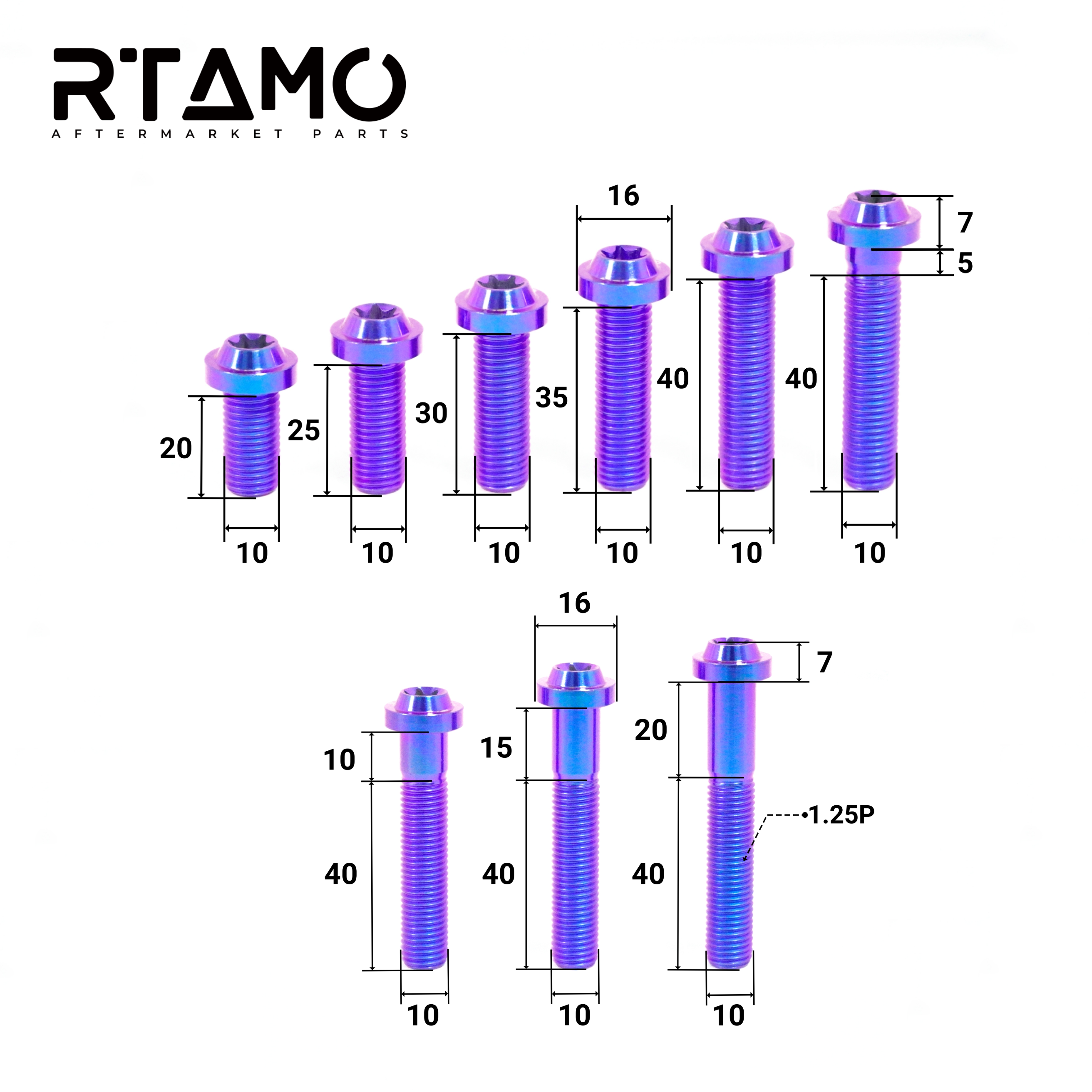 RTAMO Titanium Bolt M10x20-60mm Disc Torx Head for Bicycle Motorcycle ...